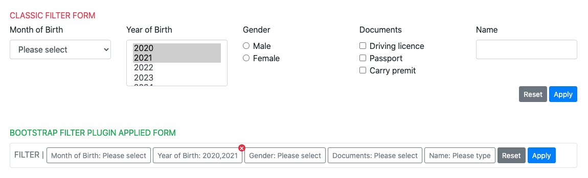 Bootstrap Filter Plugin | Ahmet KÜÇÜKOĞLU
